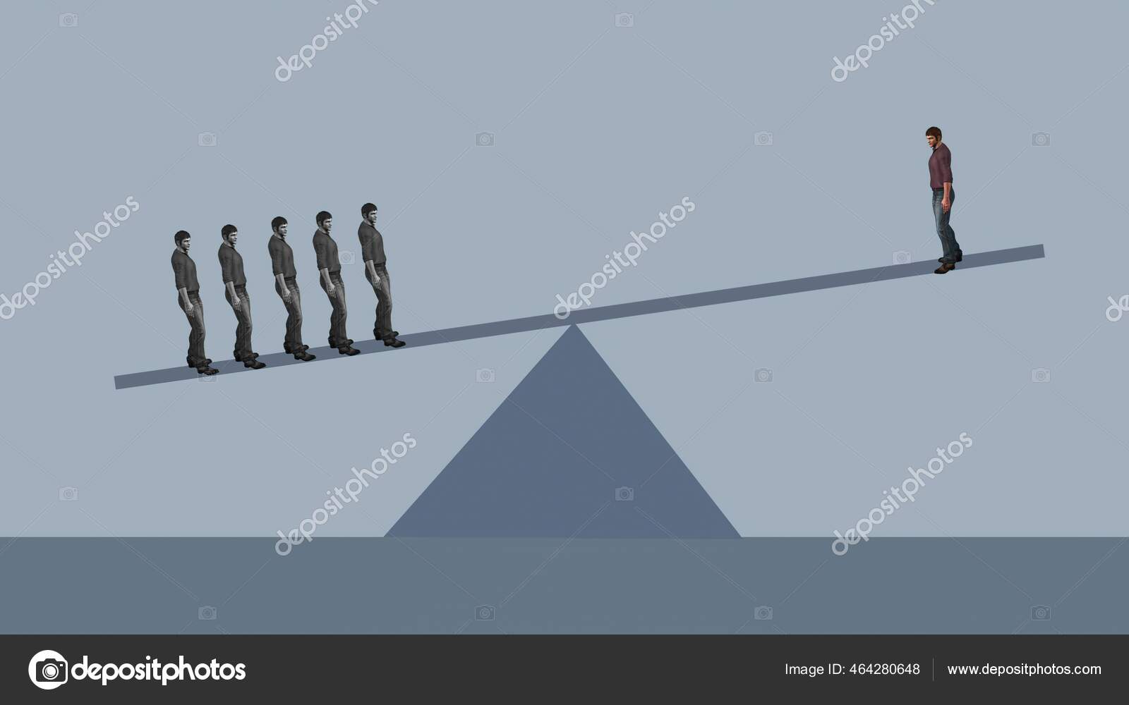 Homem Solteiro Superando Pequeno Grupo Ilustração Conceito Vantagem ...