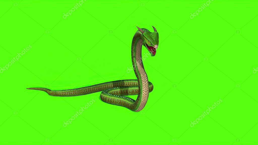 Ilustración 3d - Snake Python sobre fondo de pantalla verde 2022