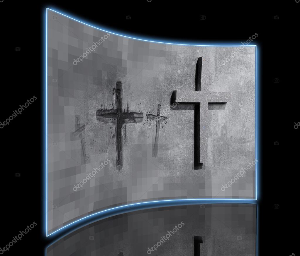Crosses carved in the wall made in 3d software — Stock Photo ...