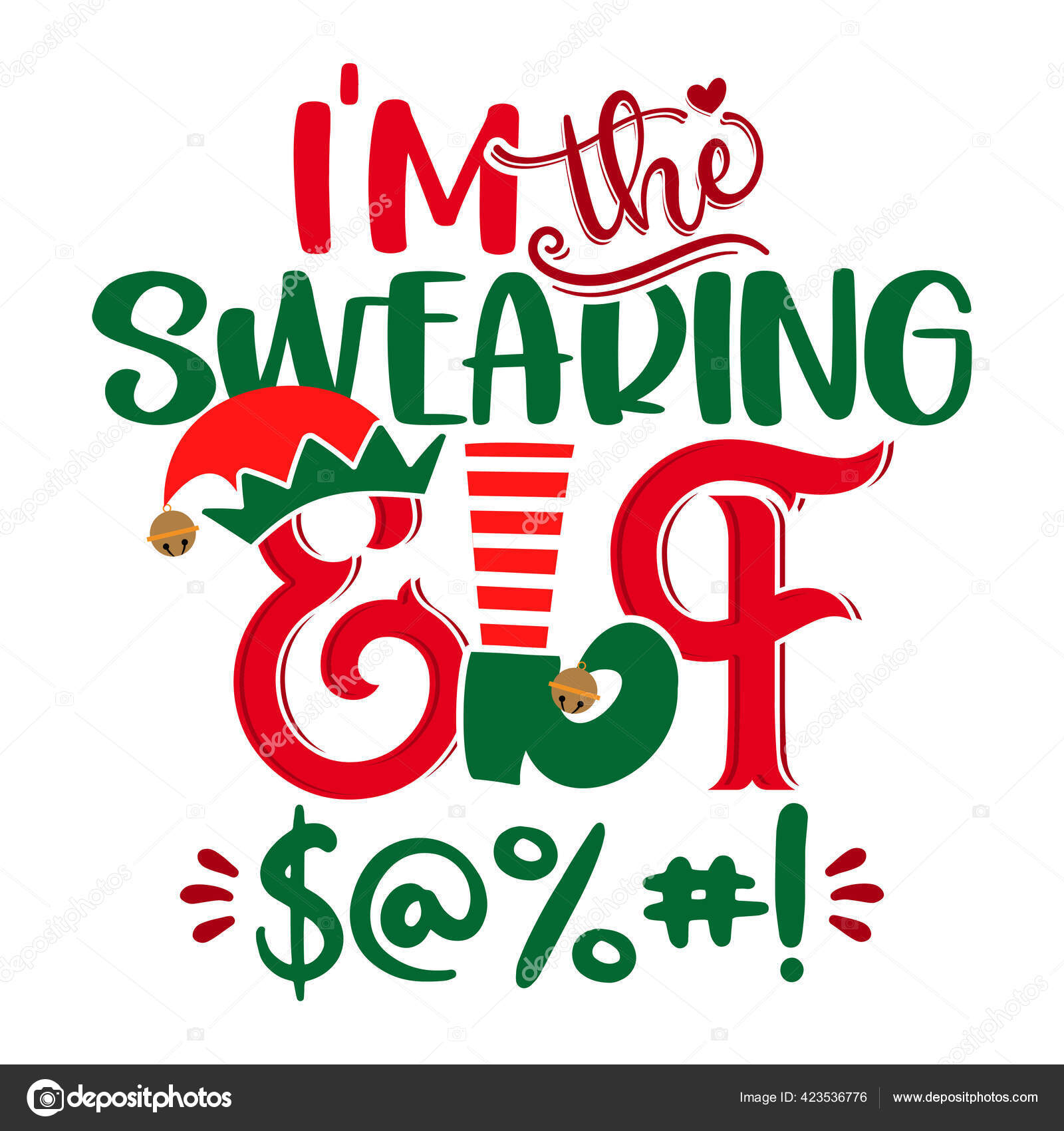 Swearing Elf Phrase Christmas Clothes Ugly Sweaters Hand Drawn ...