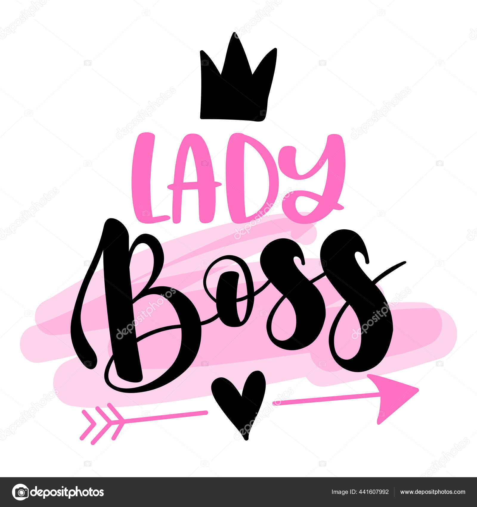 Lady Boss Feminism Slogan Hand Drawn Lettering Print Poster Card Stock ...