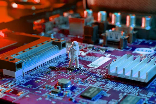 Man checking integrated circuits. The concept technology - Stock Image ...