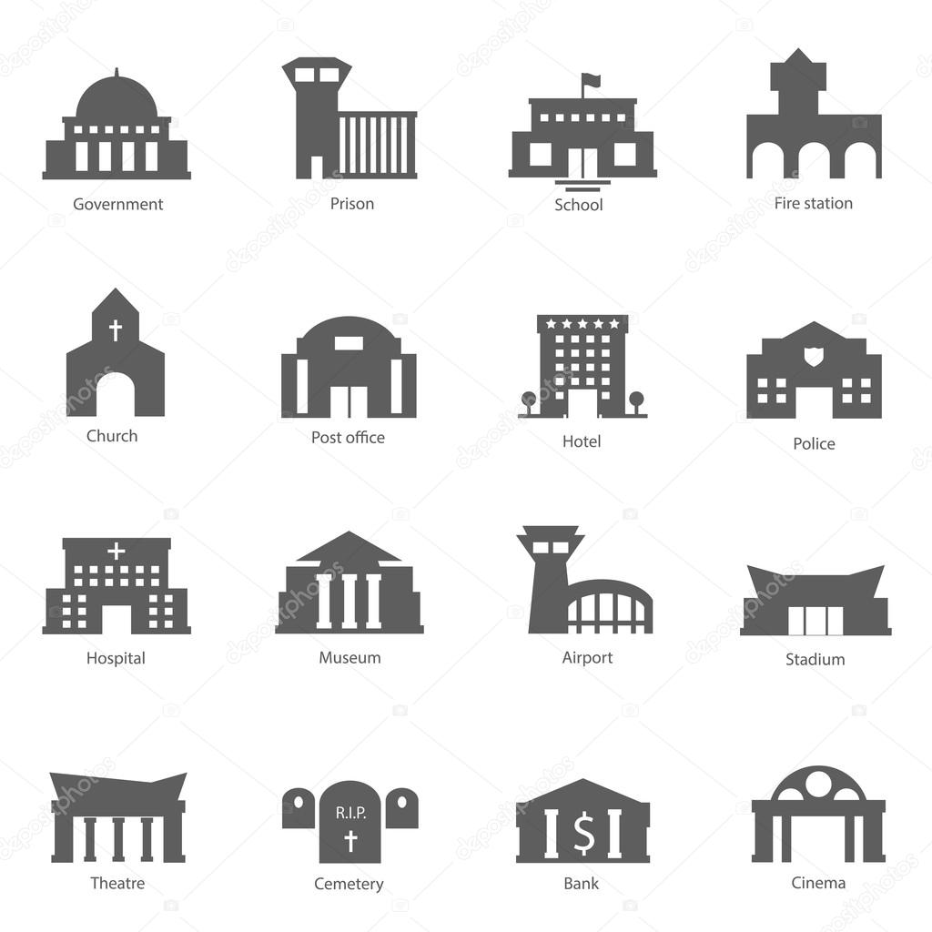 Set of government buildings — Stock Vector © DeepOV #69124975