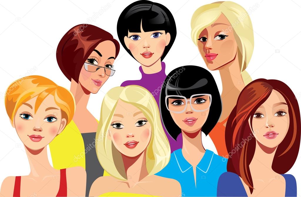 Colorful women faces — Stock Vector © filitova #99899262
