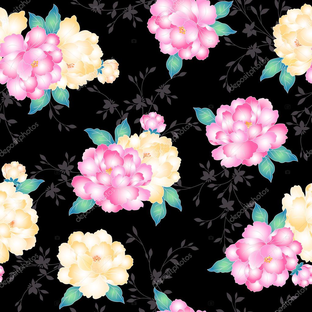 Japanese style peony pattern Stock Vector by ©daicokuebisu 112239140
