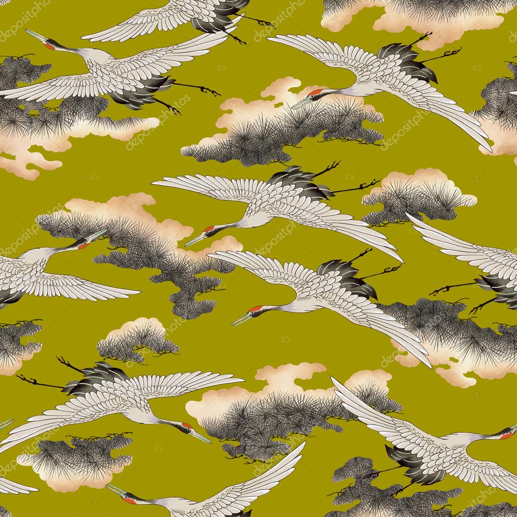 Japanese style crane pattern Stock Photo by ©daicokuebisu 119168000