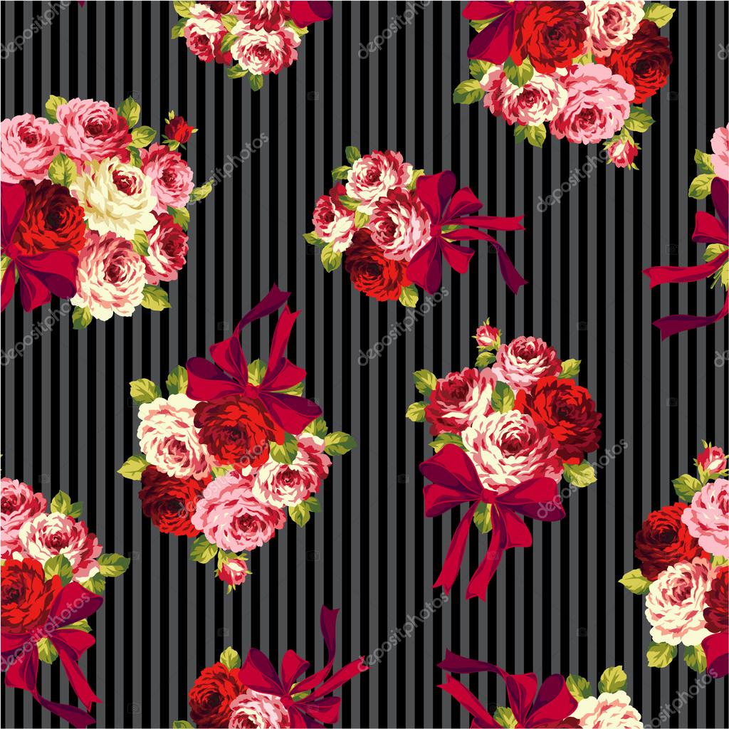 Rose and ribbon pattern, Stock Vector Image by ©daicokuebisu #52644103