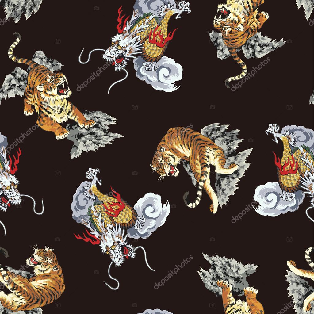 Pattern tiger and dragon Stock Vector Image by ©daicokuebisu #56416555