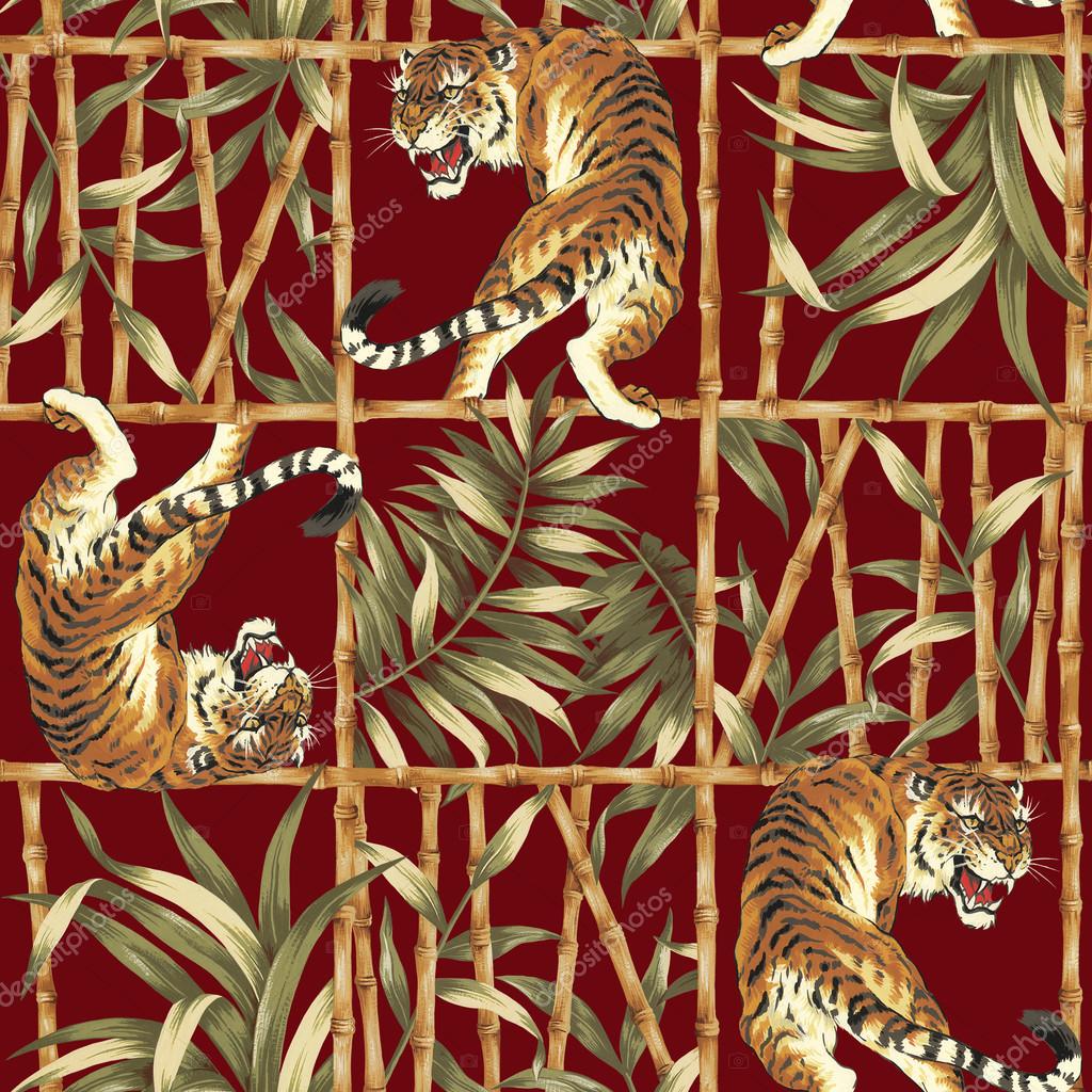 Tiger jungle illustration pattern Stock Illustration by ©daicokuebisu ...