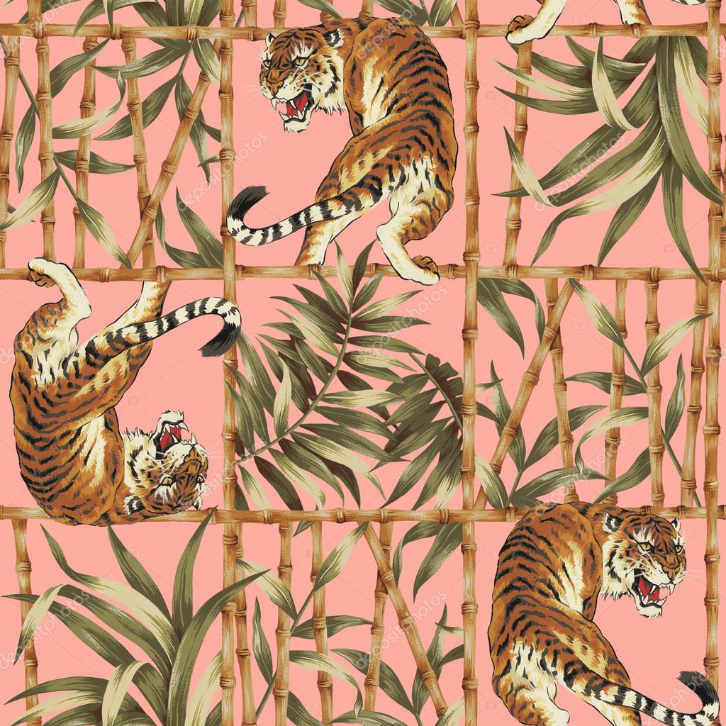 Tiger jungle illustration pattern — Stock Photo © daicokuebisu #99355110