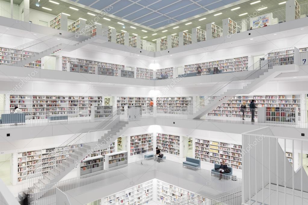 Interior of futuristic Library in white. – Stock Editorial Photo ...