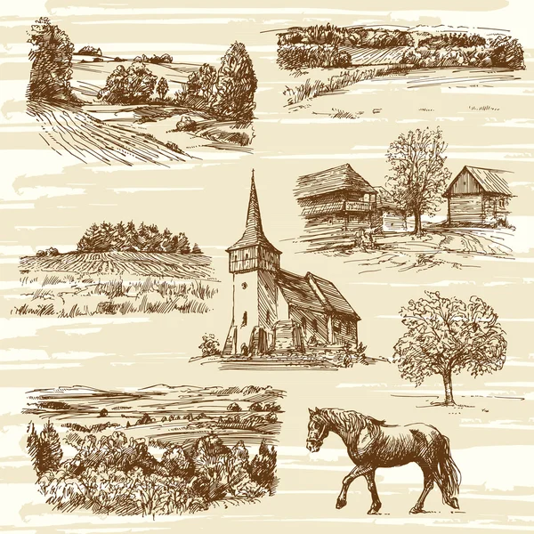 Rural houses Vector Art Stock Images | Depositphotos