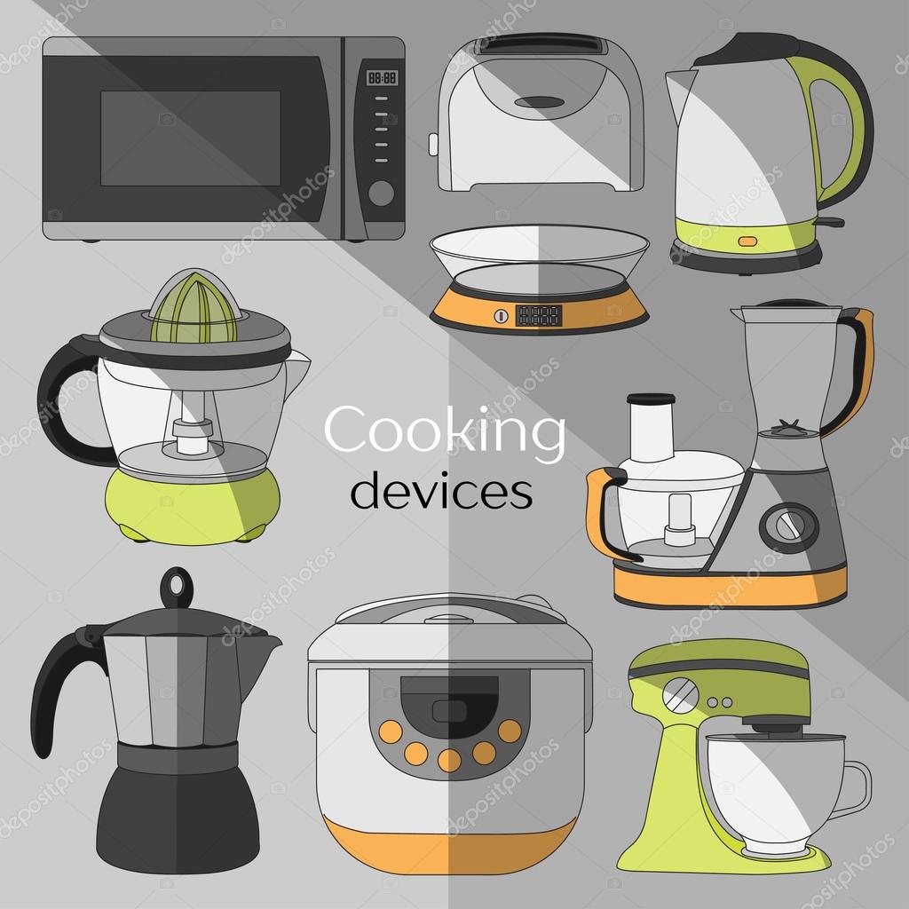 Cooking devices, icons set Stock Vector by ©Netkoff 111273676