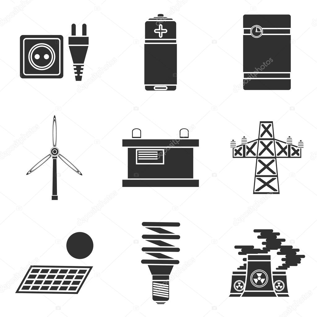 Conjunto de iconos de sistemas generadores de energía Vector de stock ...