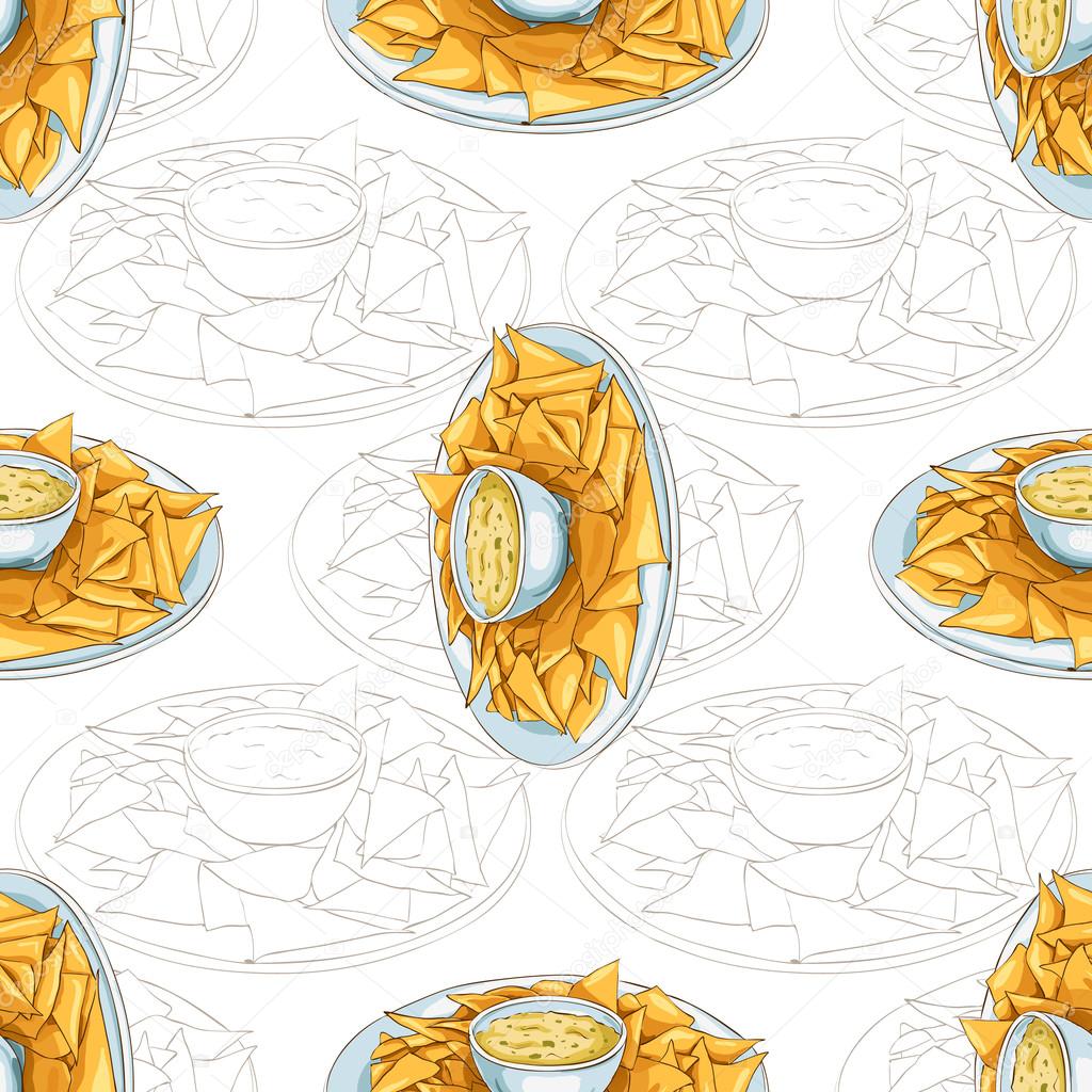 Seamless pattern nachos scetch Stock Vector Image by ©Netkoff #115348452