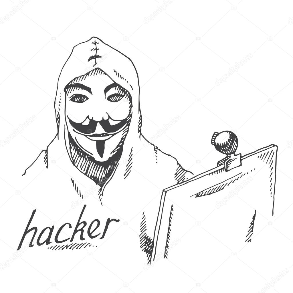 hacker maskesi portresi — Stok Vektör © Netkoff #77719270