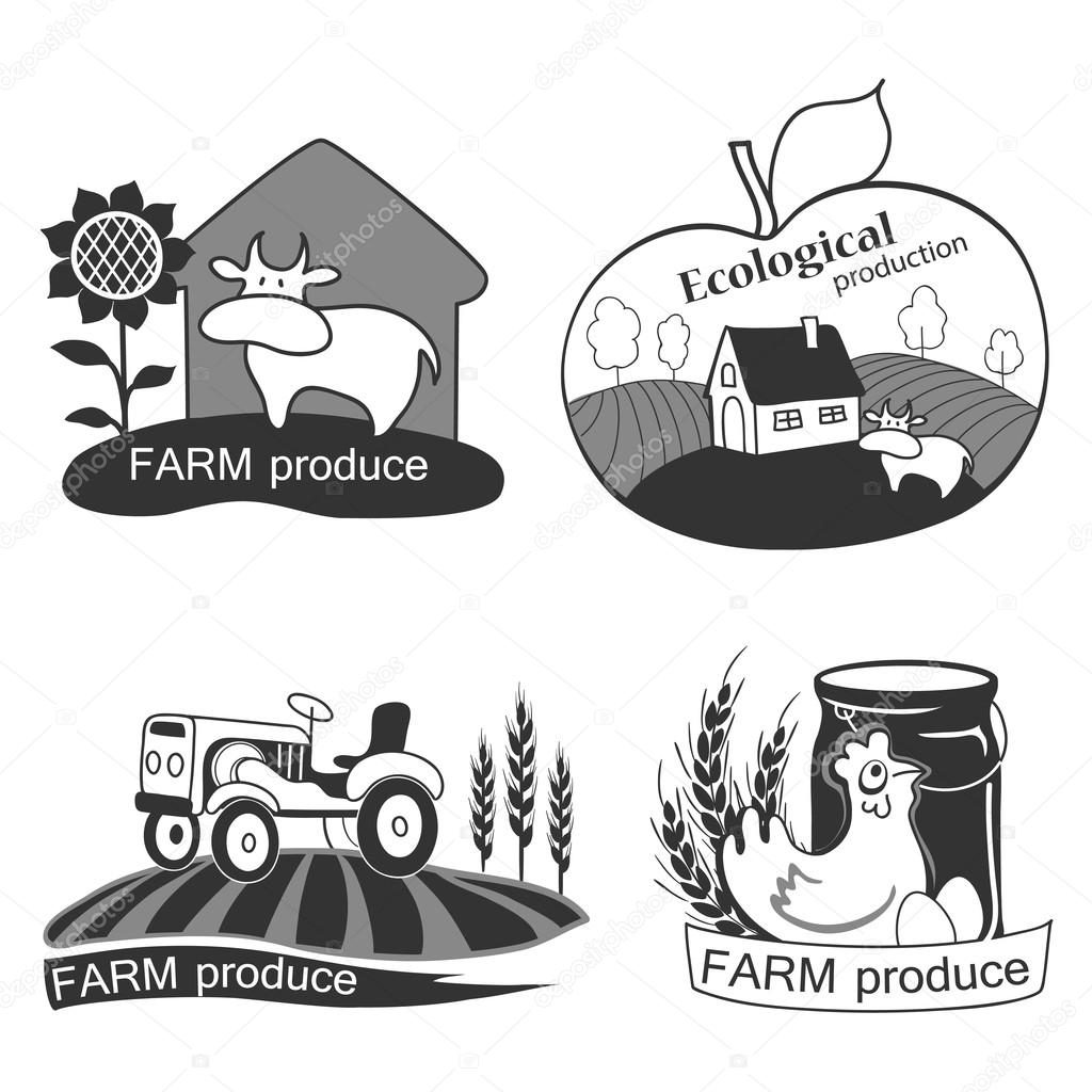 Set of farm fresh emblems, badges and design elements Stock Vector ...