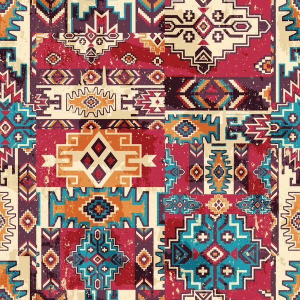 Red Native American Traditional Fabric Patchwork Abstract Vector