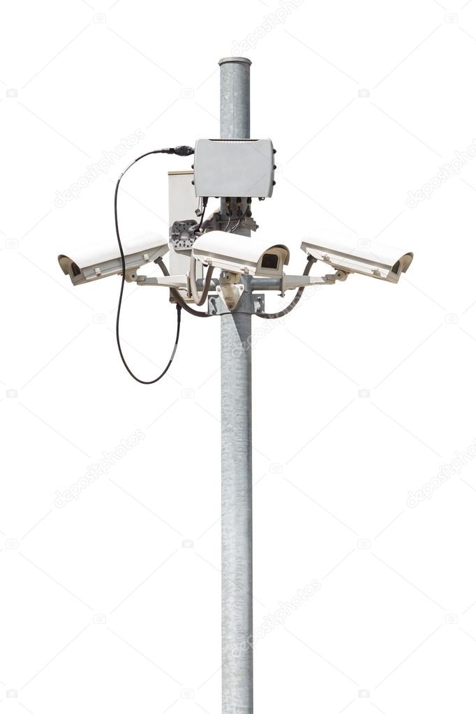 CCTV pillar isolated on white background with clipping path Stock Photo ...