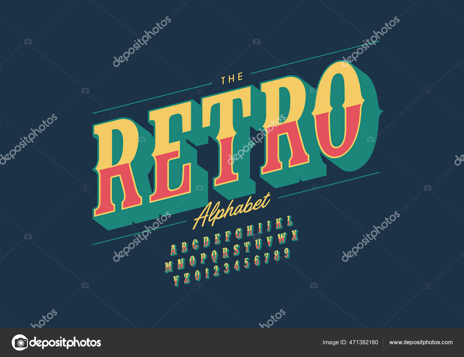 Alfabeto Retro Estilizado Fuente Ilustración Vectorial Vector de stock ...