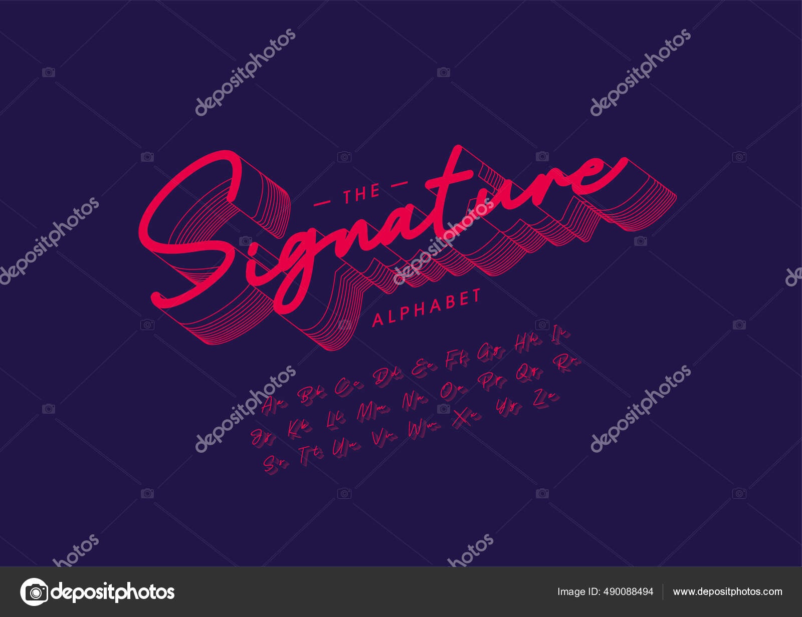 Alfabeto Firma Estilizada Fuente Ilustración Vectorial Vector de stock ...