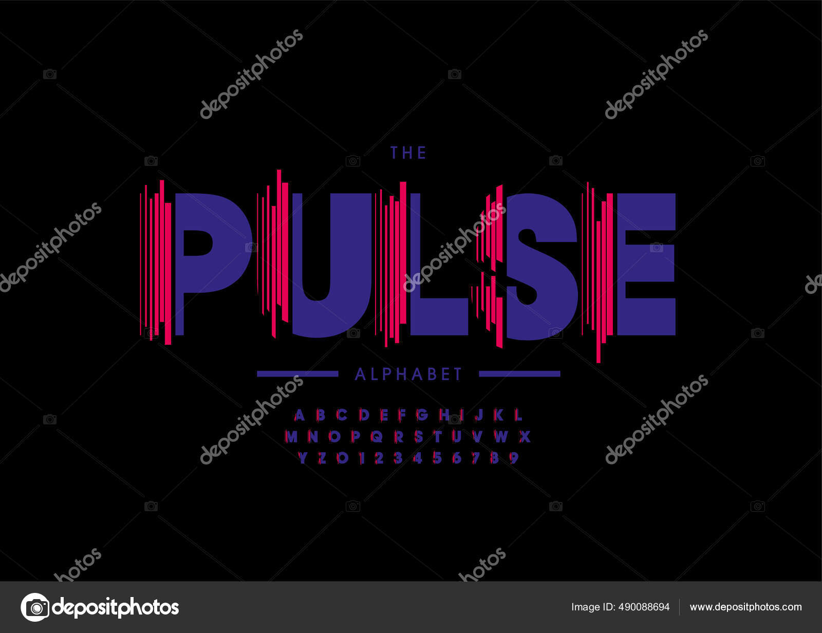 Stylized Pulse Alphabet Font Vector Illustration Stock Vector by ...