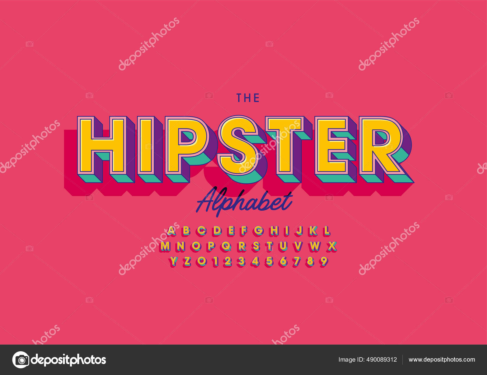 Stylized Hipster Alphabet Font Vector Illustration Stock Vector Image ...