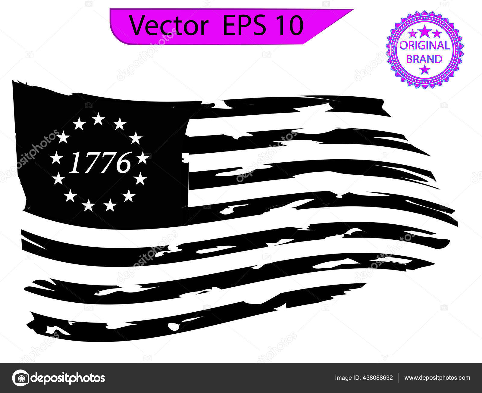 Betsy Ross 1776 Stars Distressed Flag Stock Vector Image by ©Batura ...
