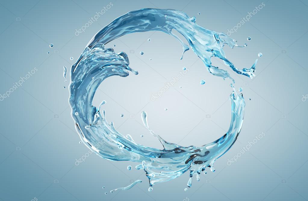 Water Splash IN a Shape Of Circle on gradient blue Background — Stock ...