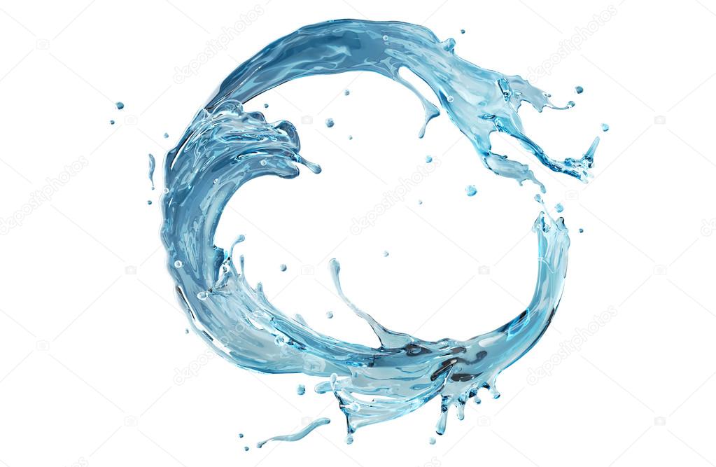 Water Splash IN a Shape Of Circle isolated on White Background Stock ...