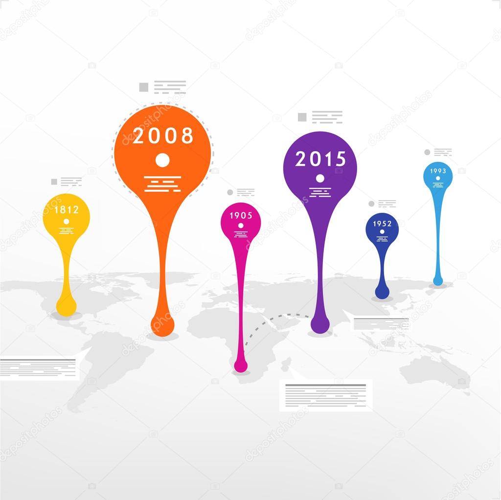 Timeline Infographic with World Map. Stock Vector by ©Ozerina 70423423