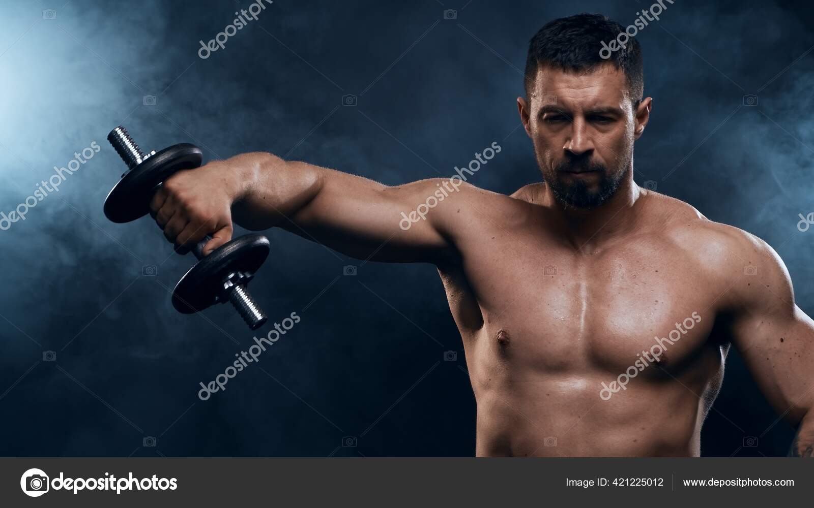 Fit Sporty Bodybuilder Black Background Caucasian Sportsman Studio ...