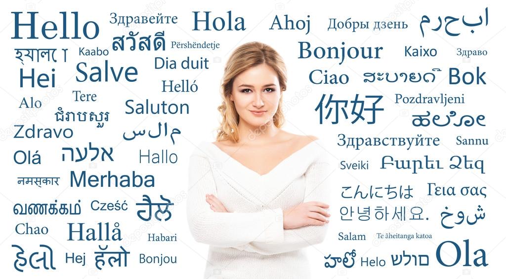 Teenage girl study different world languages — Stock Photo © shmeljov ...