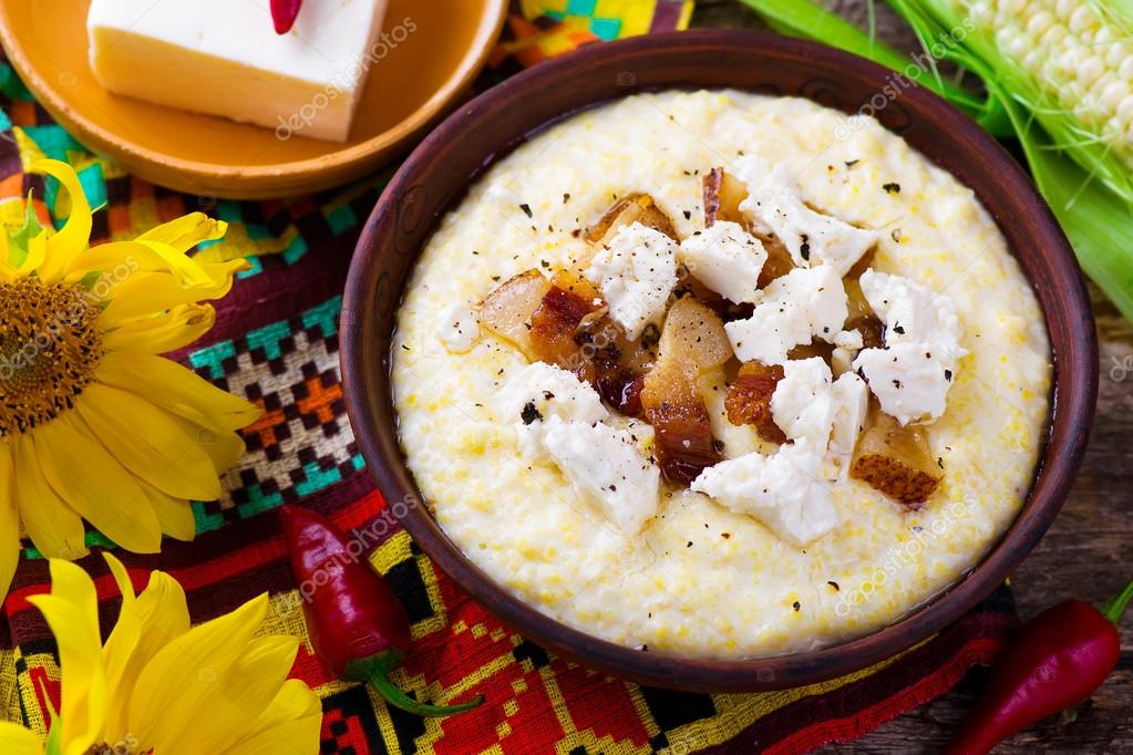 Banosh, a traditional Ukrainian corn grain dish Stock Photo by ...