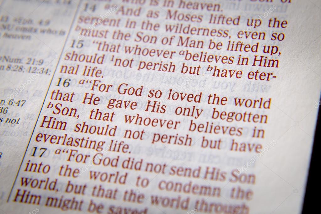 Bible text - God so loved the world - John 3:16 Stock Photo by ©Hriana ...