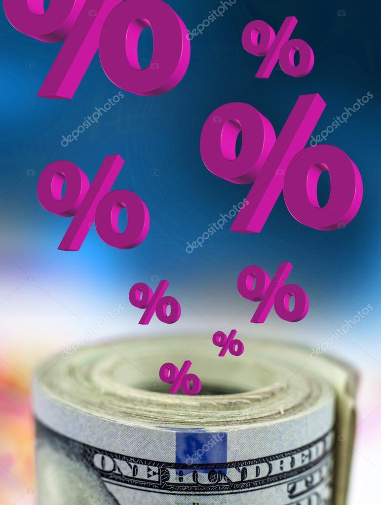 Stack of money with 3d percent signs Stock Photo by ©Hriana 57385561