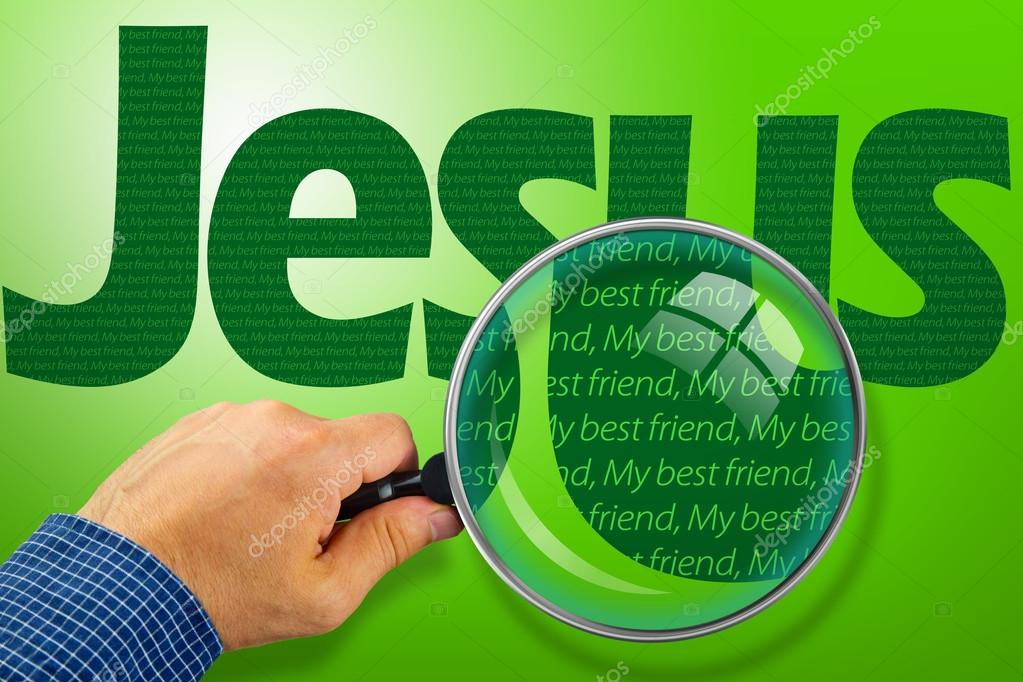 The name JESUS under observation with magnifying glass — Stock Photo ...