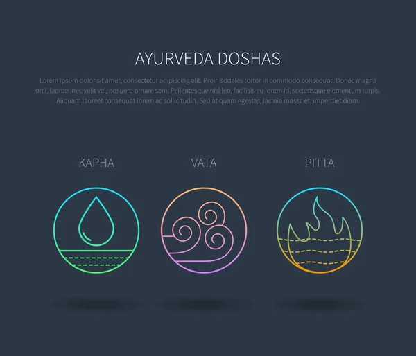 Vector Illustration Set Isolated Ayurveda Symbols Water Fire Air Earth ...