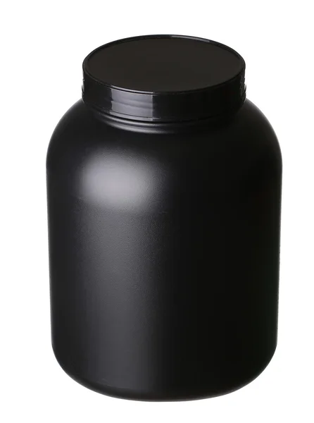 Big tub of whey protein with pink shaker and cup of protein powd Stock ...