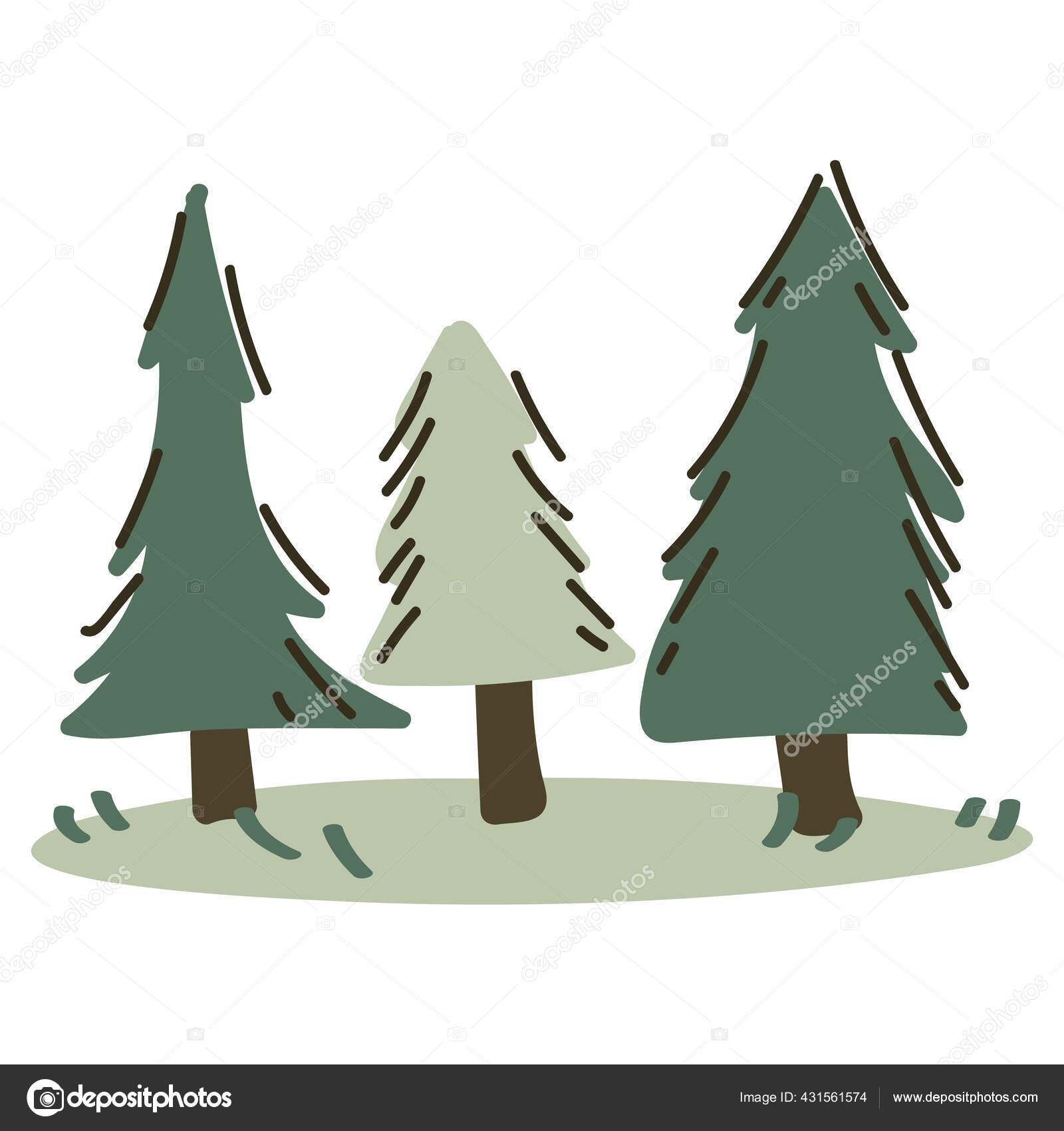 Aranyos rajzfilm tűlevelű fa nemi semleges lineáris vektor illusztráció ...