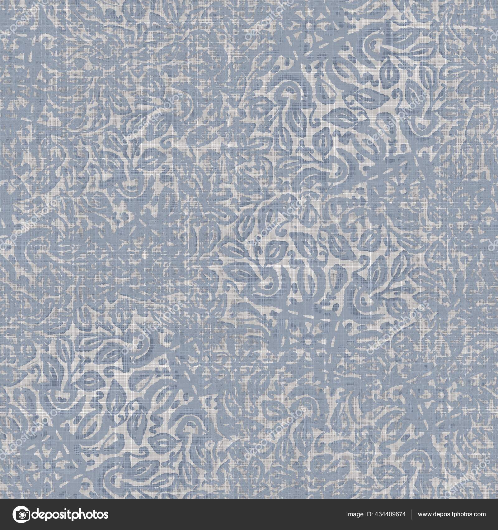 Seamless french farmhouse linen mottled print background. Provence blue ...