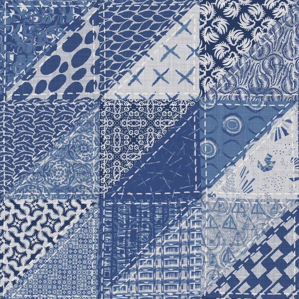 Denim western blue patchwork triangle woven texture. Indigo vintage ...