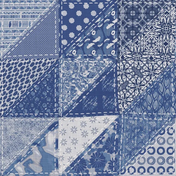 Denim western blue patchwork triangle woven texture. Indigo vintage ...