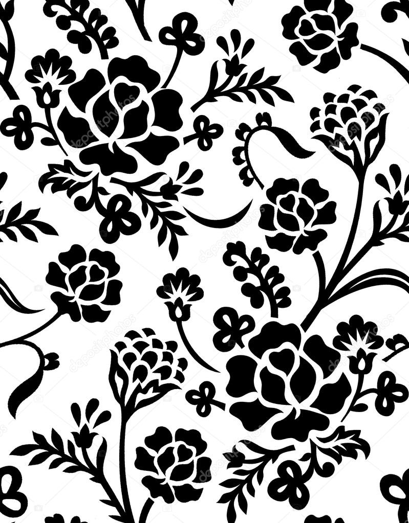 Black And White Single Flower Patterns