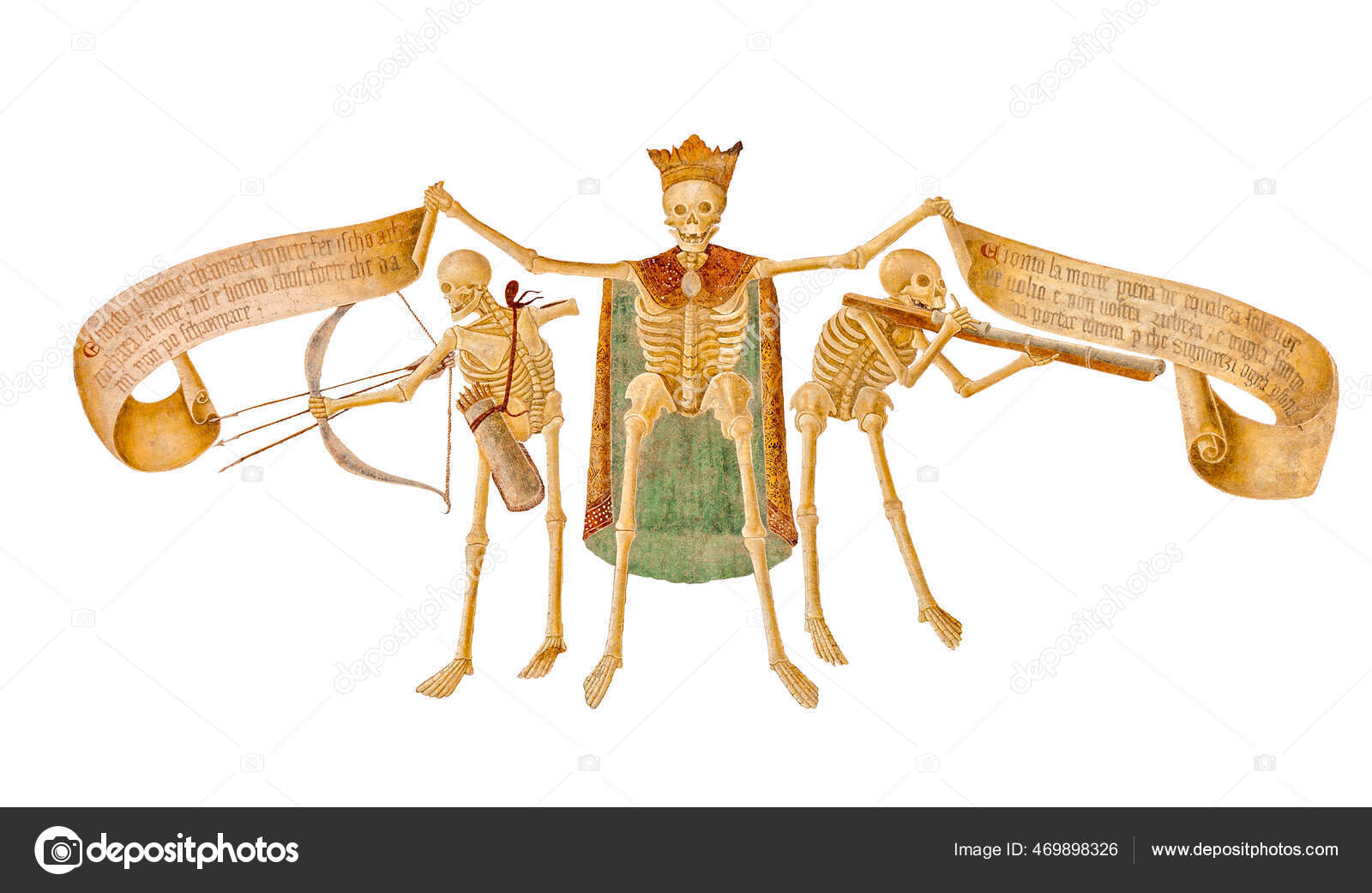 Isolated Skeleton White Background Clusone Fresco Dance Death Clusone ...