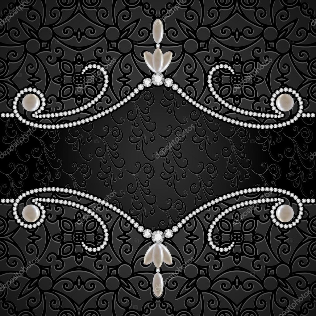Black background with diamond jewelry border ⬇ Vector Image by ...