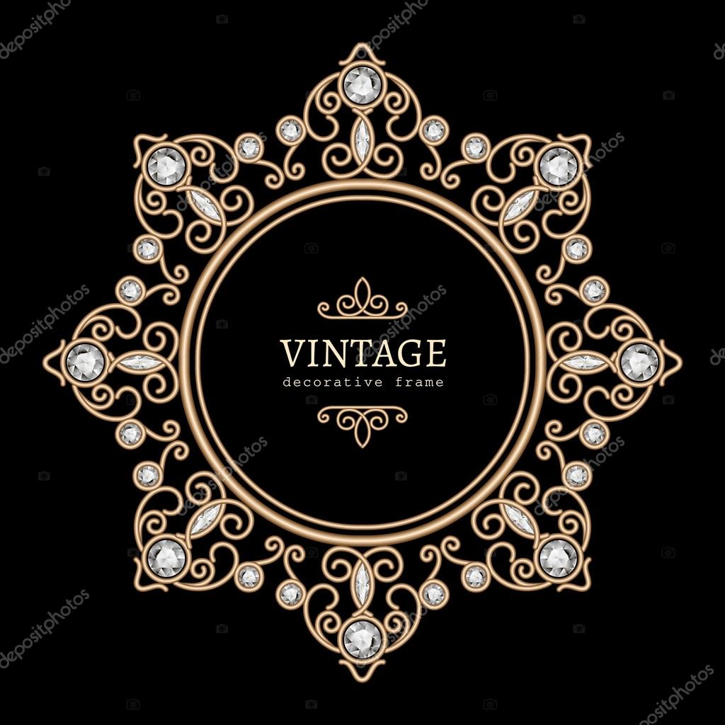 Jewelry gold round frame Stock Vector Image by ©magenta10 #82868424