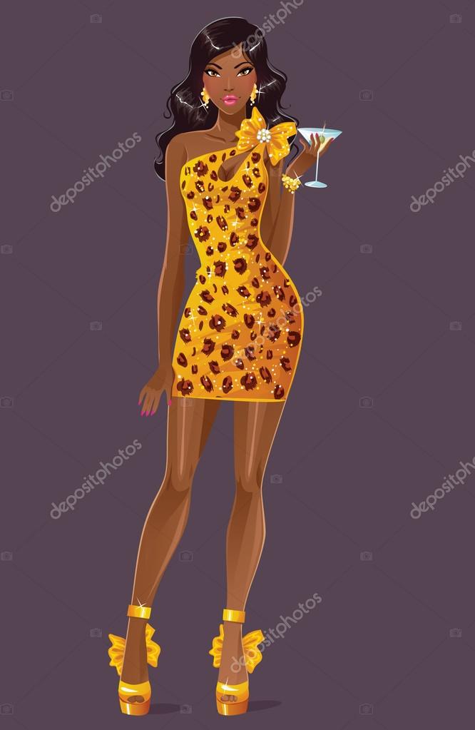 Beautiful Woman In Dress — Stock Vector © Deedl 62889411