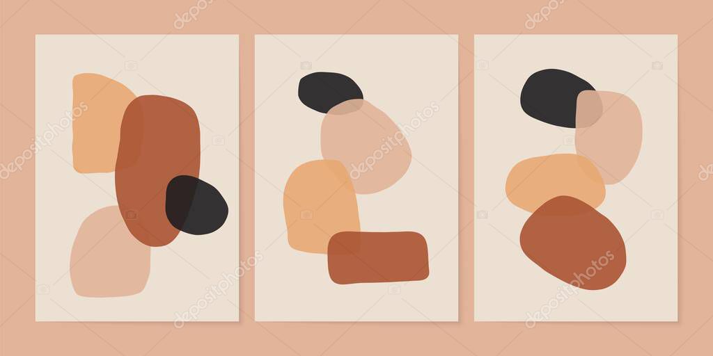 Carteles boho de formas abstractas. Conjunto de fondo contempor neo est tica bohemia, estampados ...