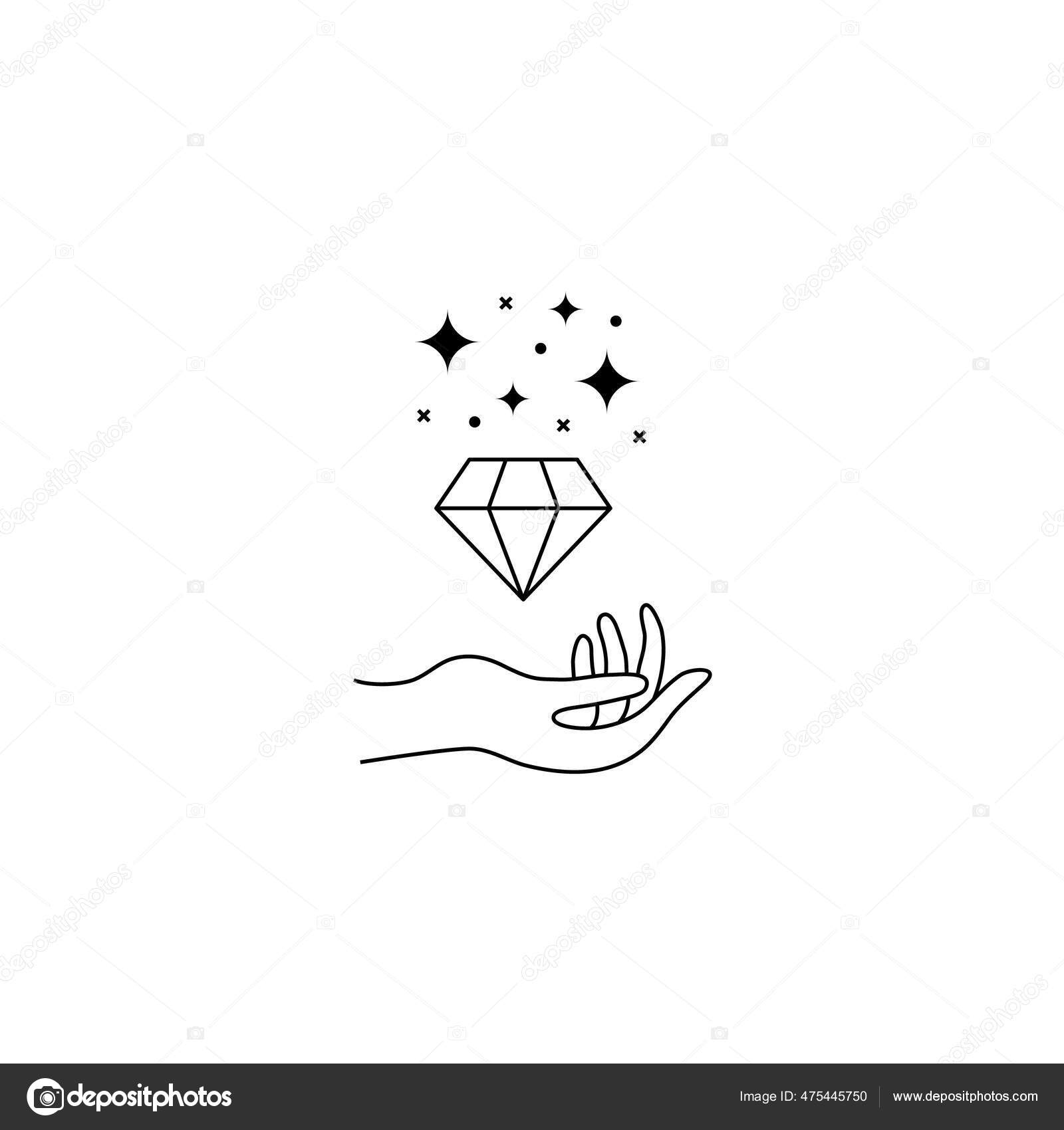 Boho hand drawn magic logo. Minimal bohemian mystic line hand hold ...